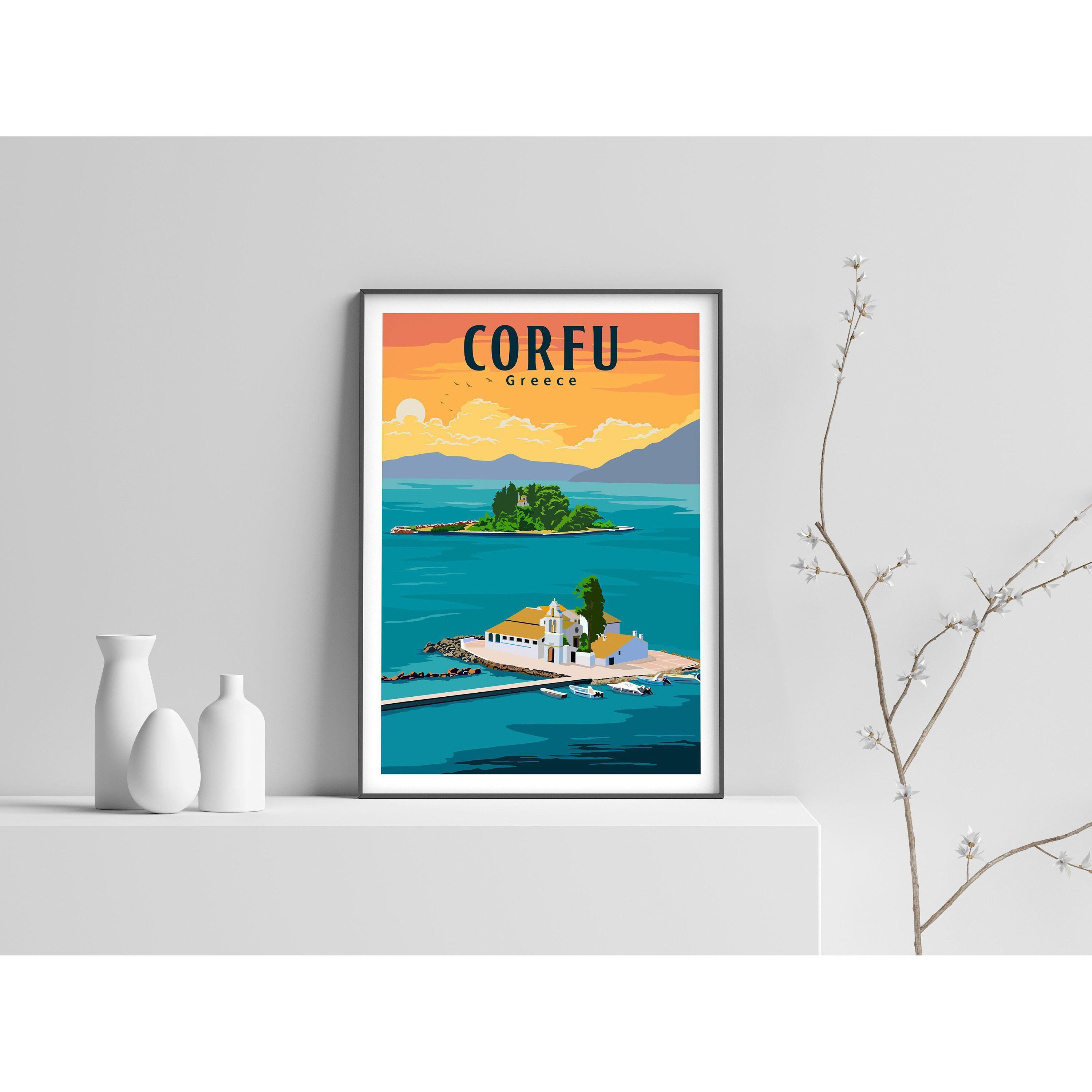 Corfu Print Greece Poster Corfu Wall Art Greek Home Decor | Etsy UK