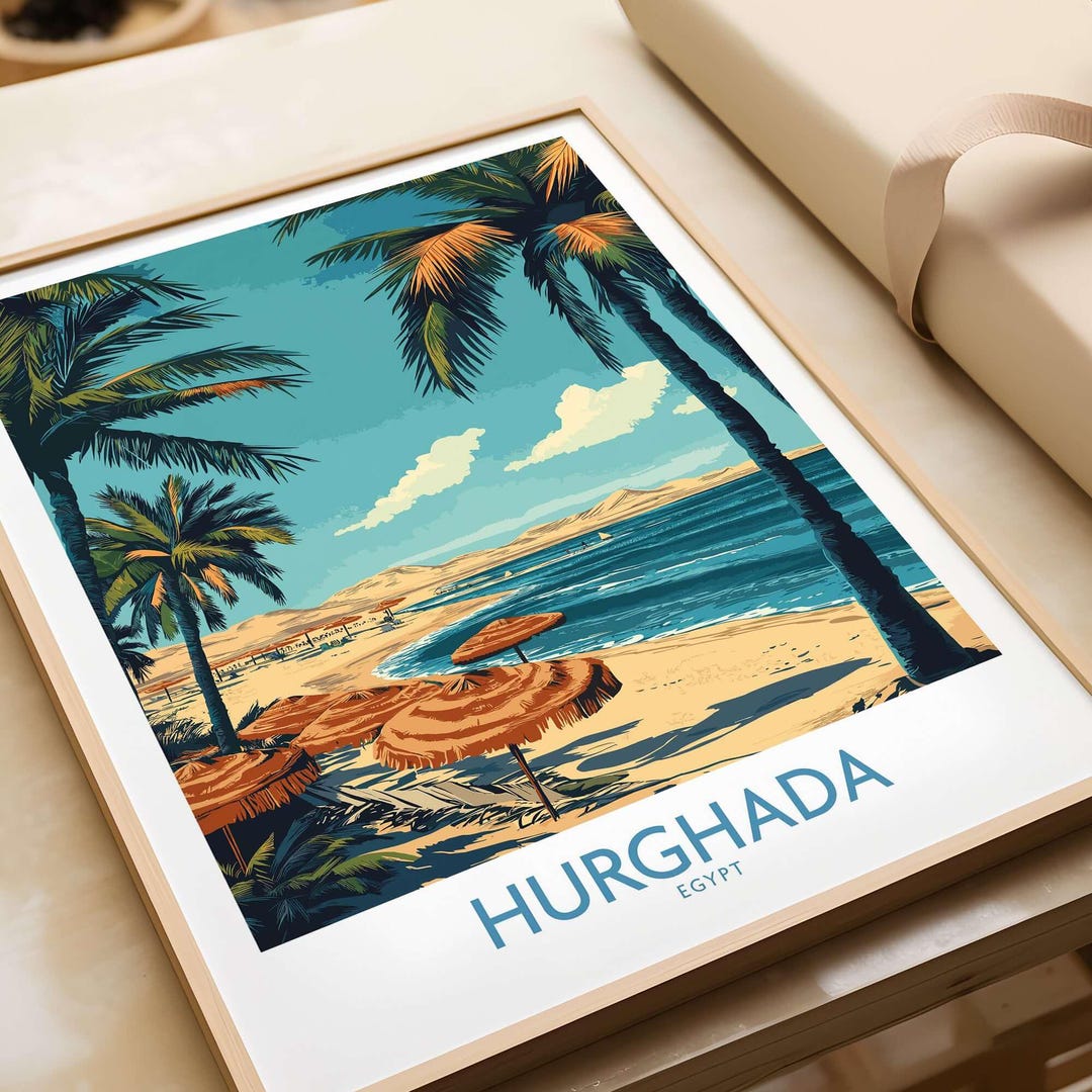 Hurghada Poster Egypt, Red Sea Wall Art, Vintage Travel Print, Exotic ...