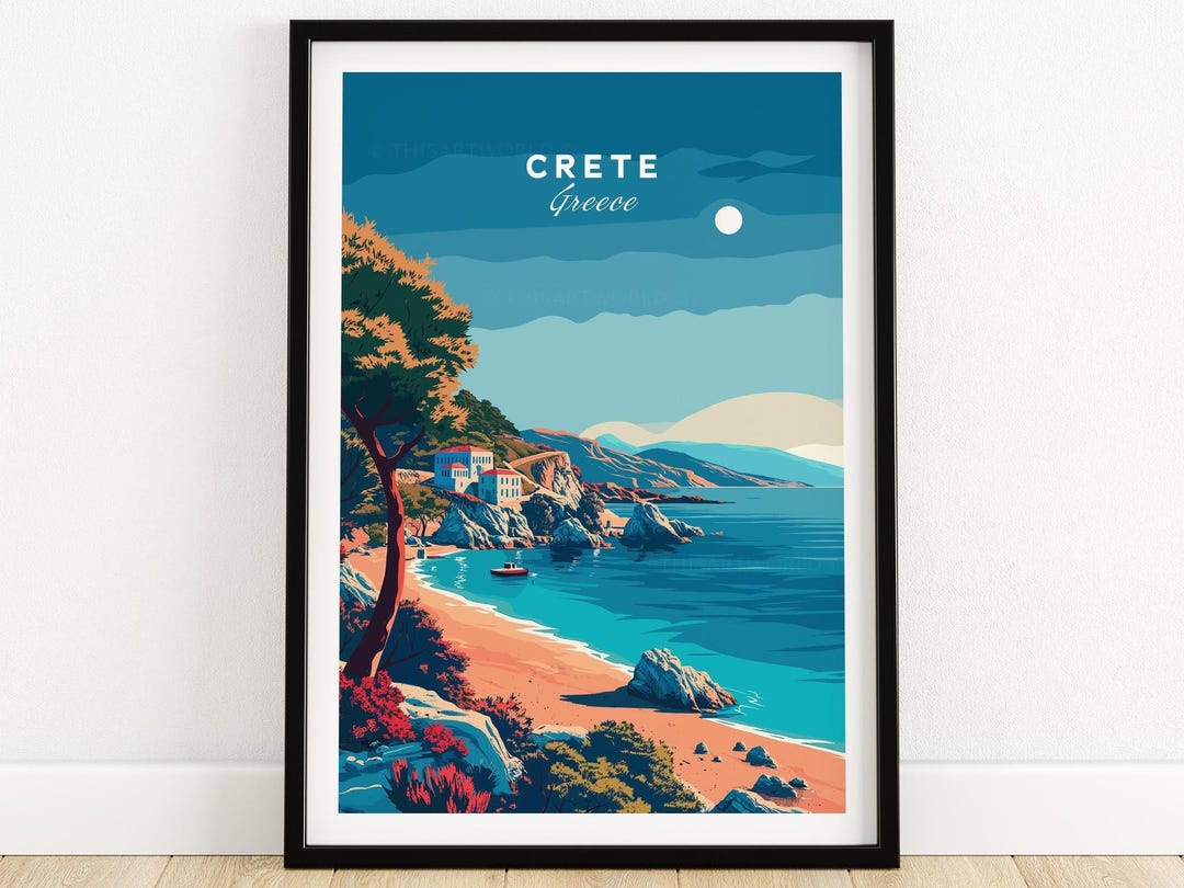 Crete Island Greece - Travel Poster Crete Wall Art Print Greece Home ...