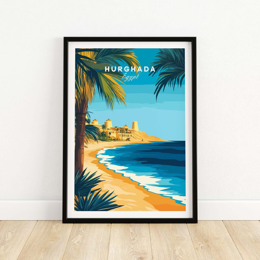 Hurghada Egypt Beach Poster | Red Sea Travel Print | Tropical Coastline ...