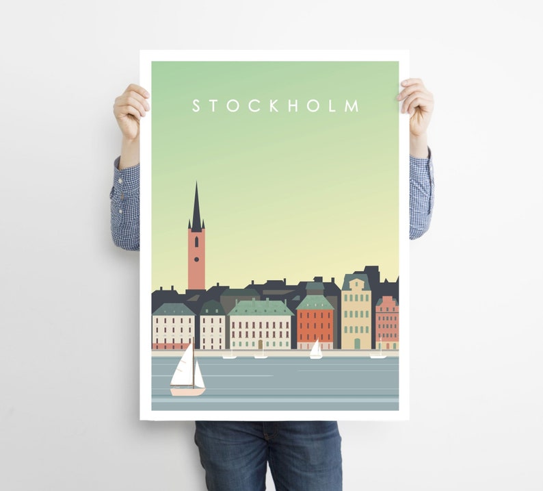 Stockholm Print Sweden Travel Poster Swedish Gift Idea | Etsy
