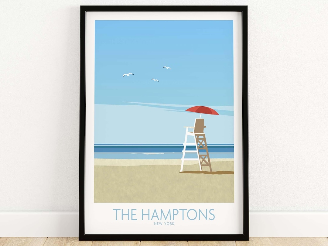 The Hamptons Wall Art New York | Travel Poster Print | Hamptons Beach ...