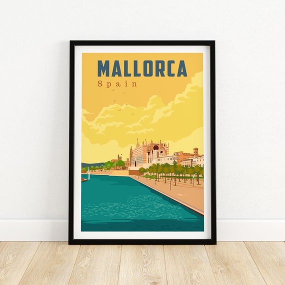 Mallorca Spain Print Majorca Wall Art Travel Poster Home | Etsy