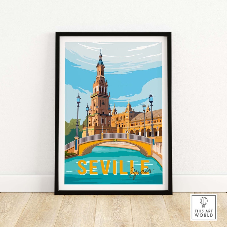 Seville Print Seville Spain Vintage Travel Poster Wall Art - Etsy