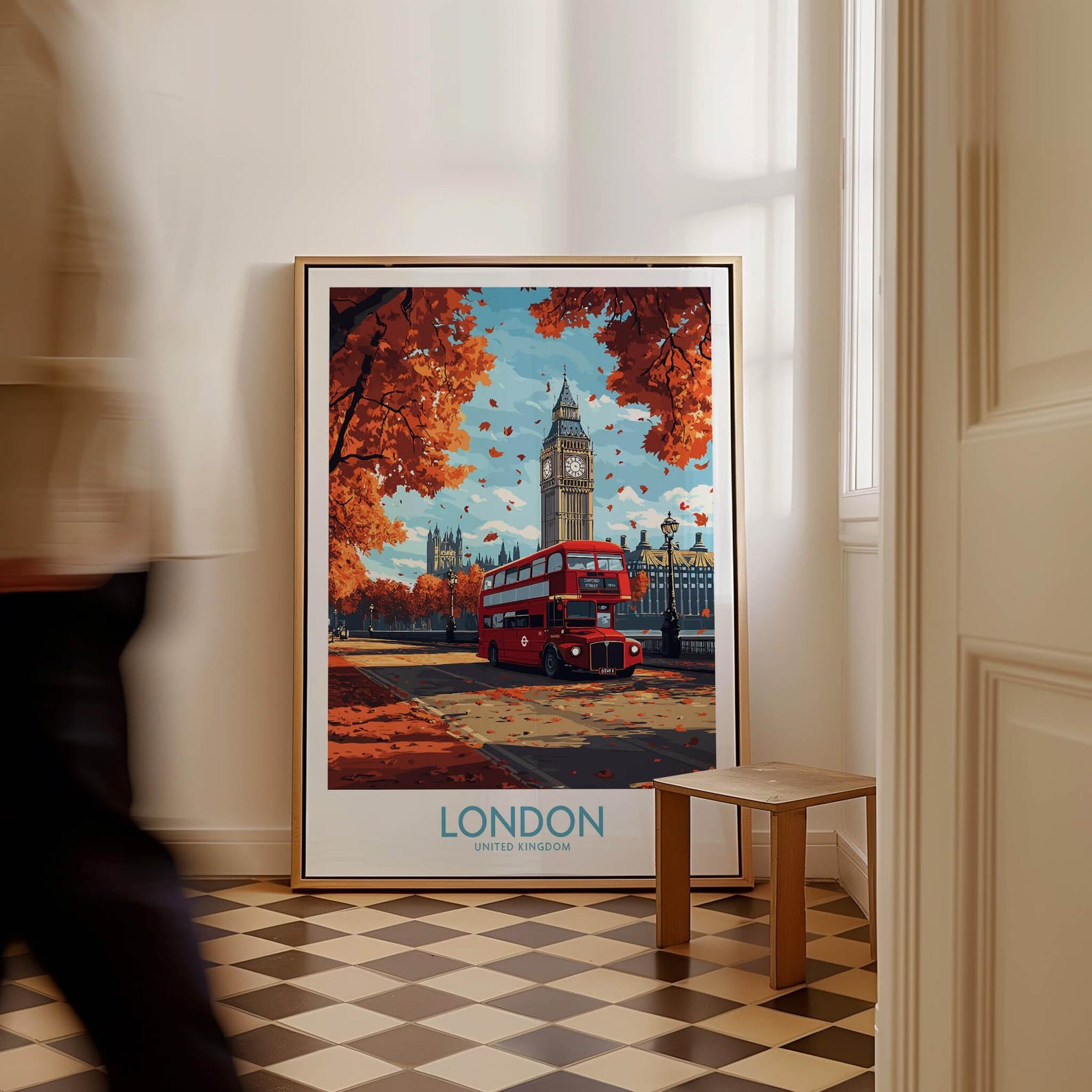 Big Ben Wall Art London Travel Poster, Red Double Decker Print, British ...