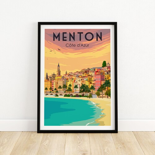 Menton Print Menton Poster France Wall Art Menton Travel | Etsy