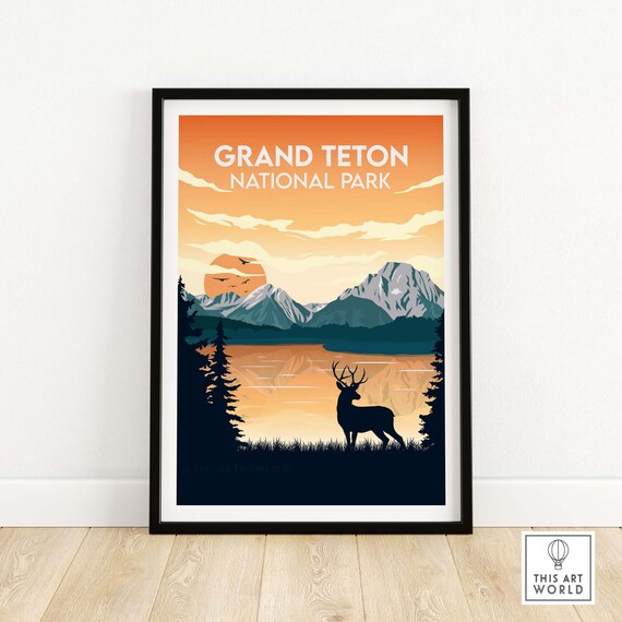 Grand Teton Print National Park Poster Wyoming Art Print - Etsy