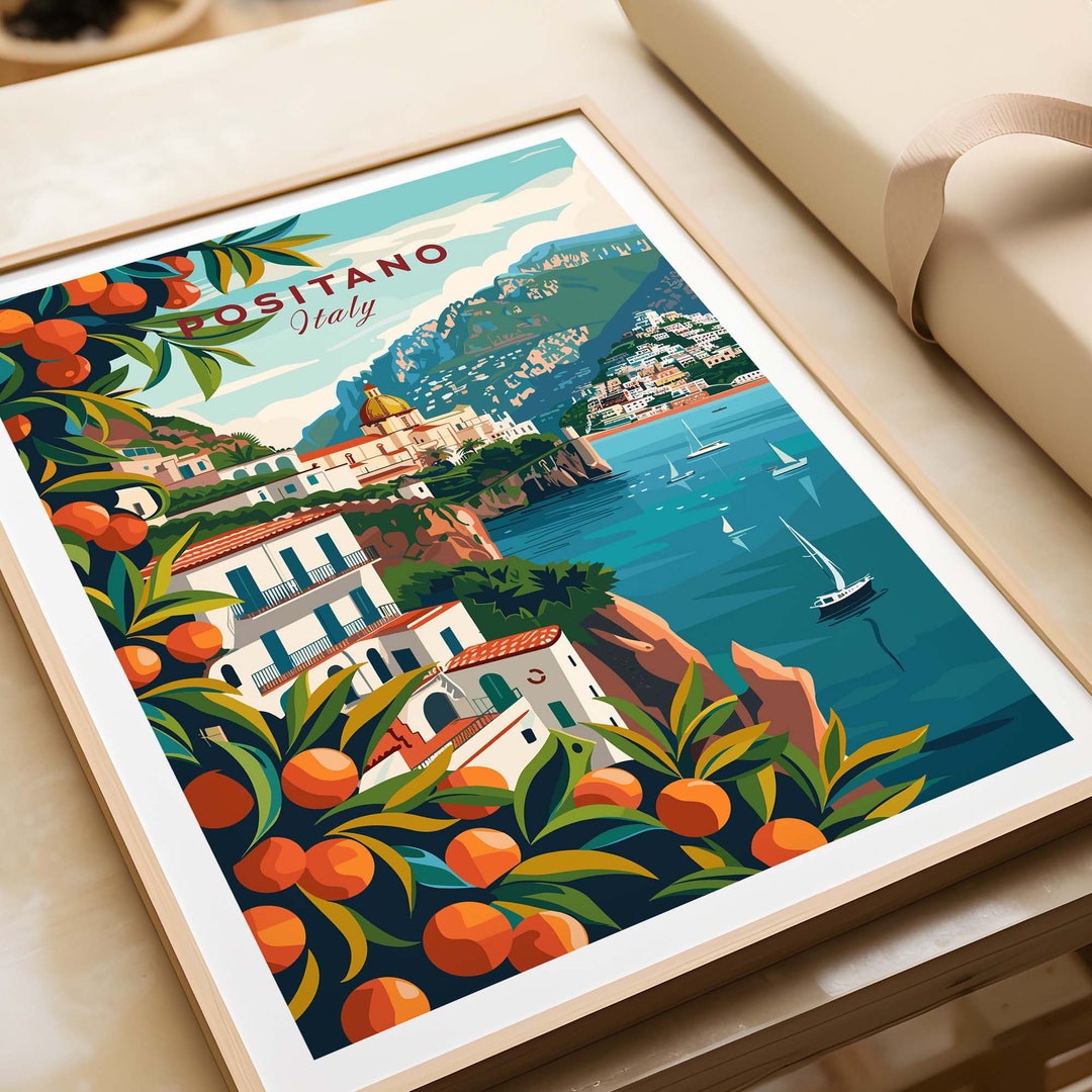 Positano Poster Print Amalfi Coast Positano Wall Art Italy Travel ...