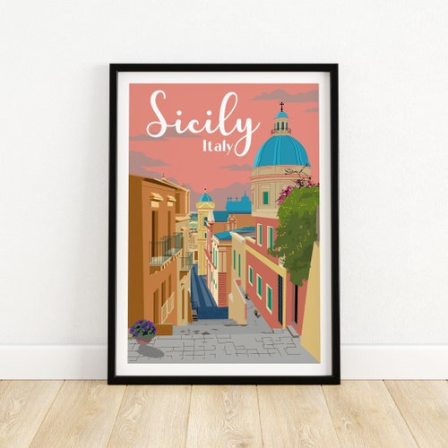 Sicily Print Italy Travel Poster Sicily Wall Art Sicily | Etsy