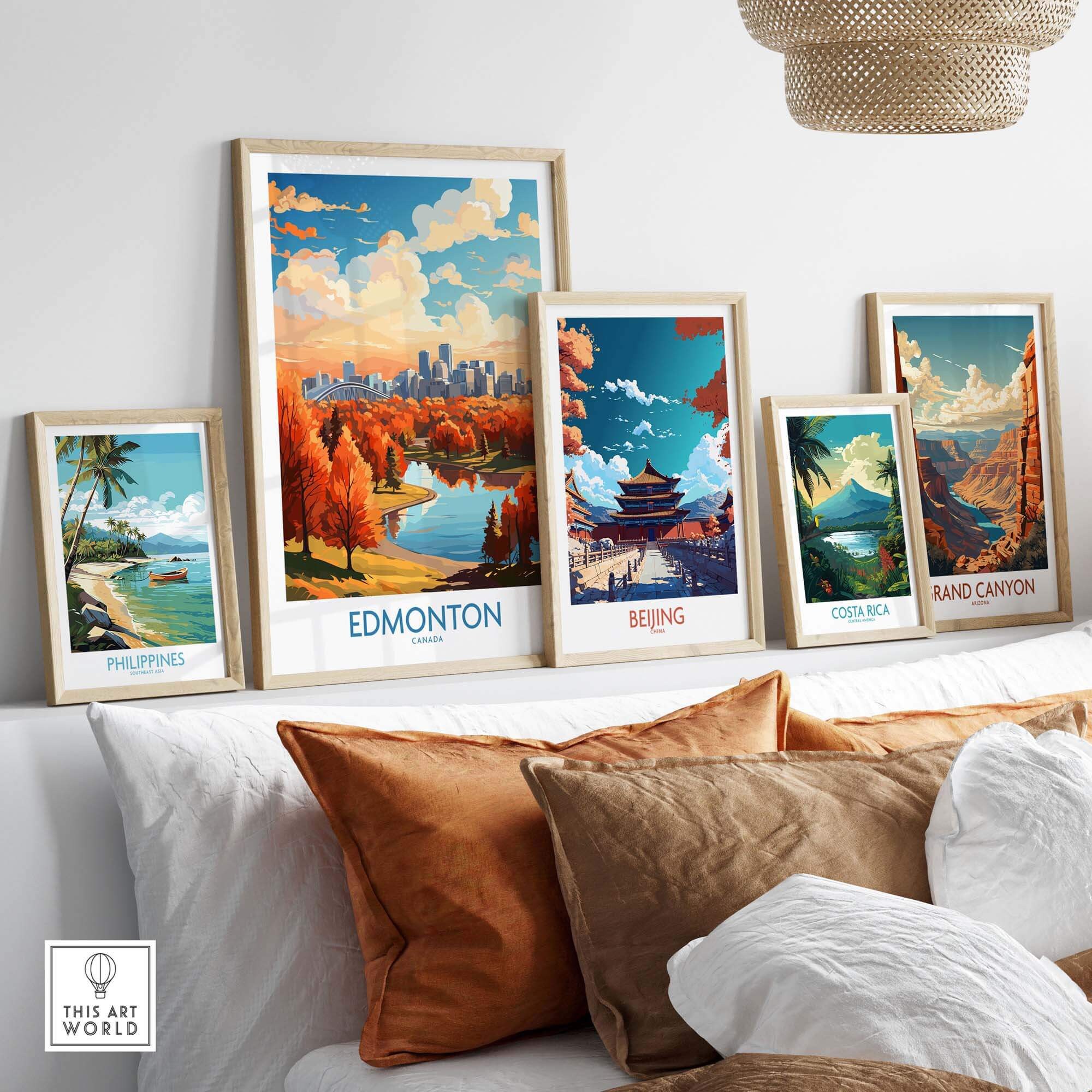 Edmonton Cityscape Wall Art Print - Vibrant Travel Poster Featuring ...