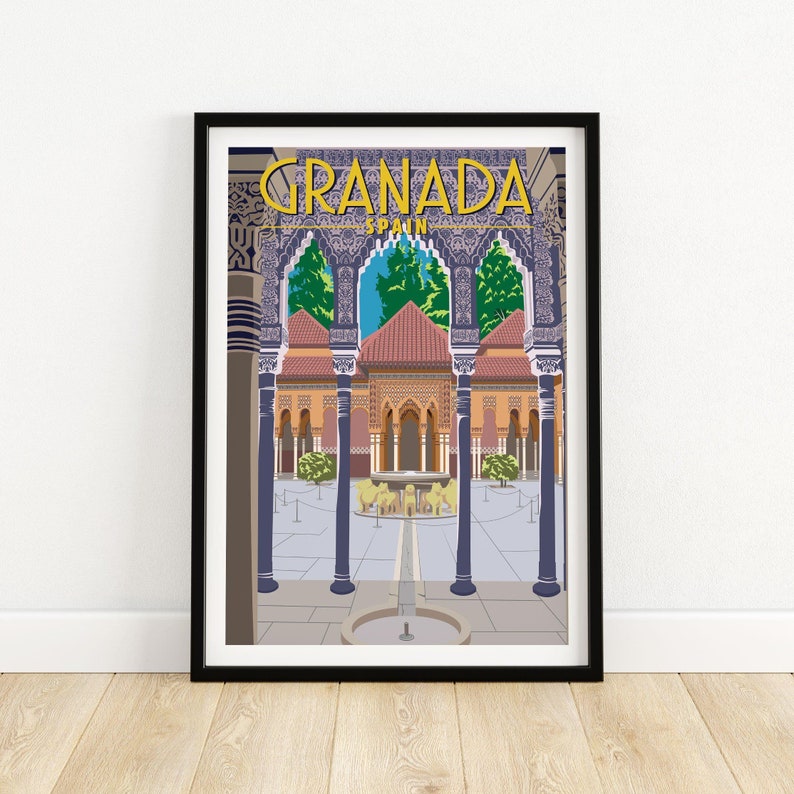 Granada Poster Spain Print Wall Art Vintage Art Print | Etsy