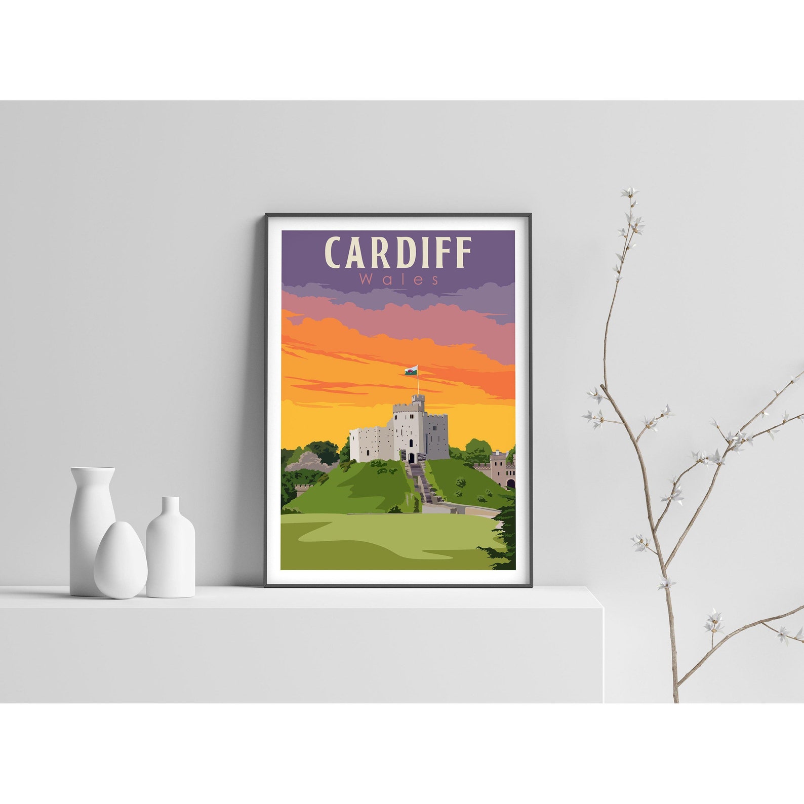 Cardiff Poster Print Wales Welsh Travel Poster Cardiff | Etsy