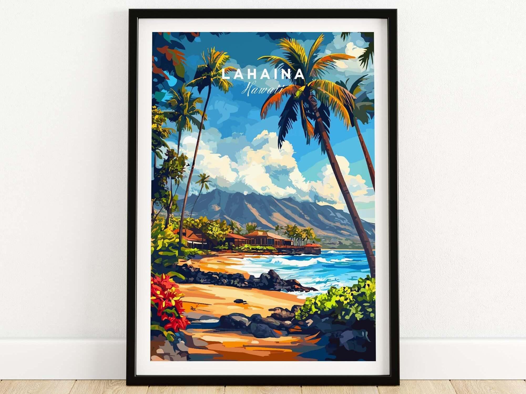 Lahaina Print Hawaii Poster Lahaina Wall Art Lahaina Poster Artwork ...