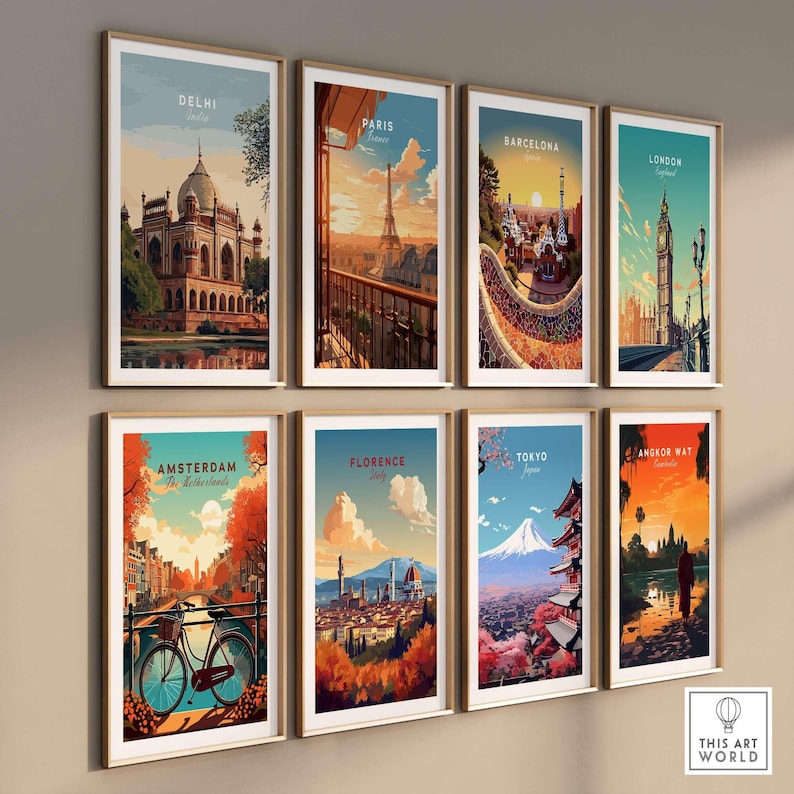 Delhi India Travel Poster Humayuns Tomb Print Mughal Architecture Wall ...