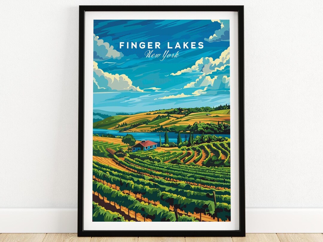 Finger Lakes Poster Travel Print Wall Art New York Wall Hanging Home ...