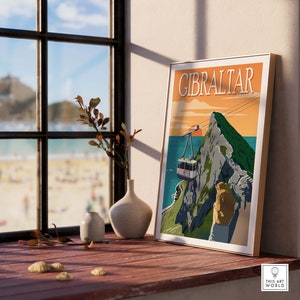 Gibraltar Print | Vintage Travel Poster | Rock of Gibraltar Wall Art ...