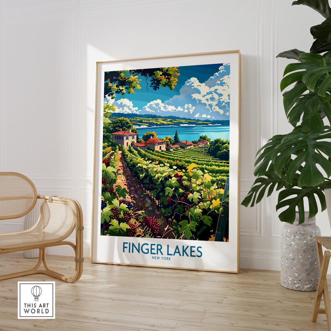 Finger Lakes Poster - Wine Region Travel Print Wall Art New York Wall ...