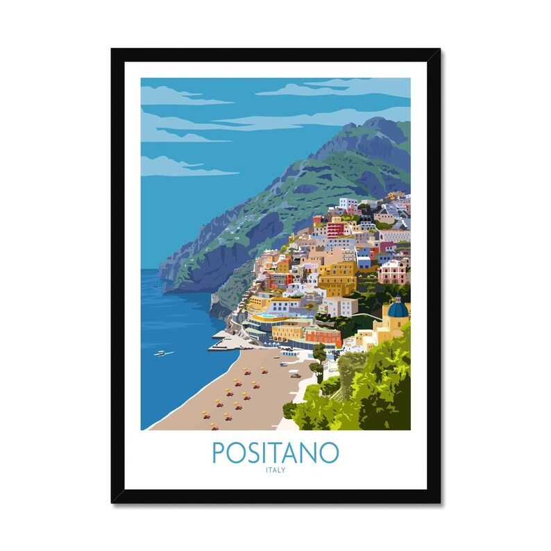 Positano Print Italy Travel Poster Positano Wall Art - Etsy