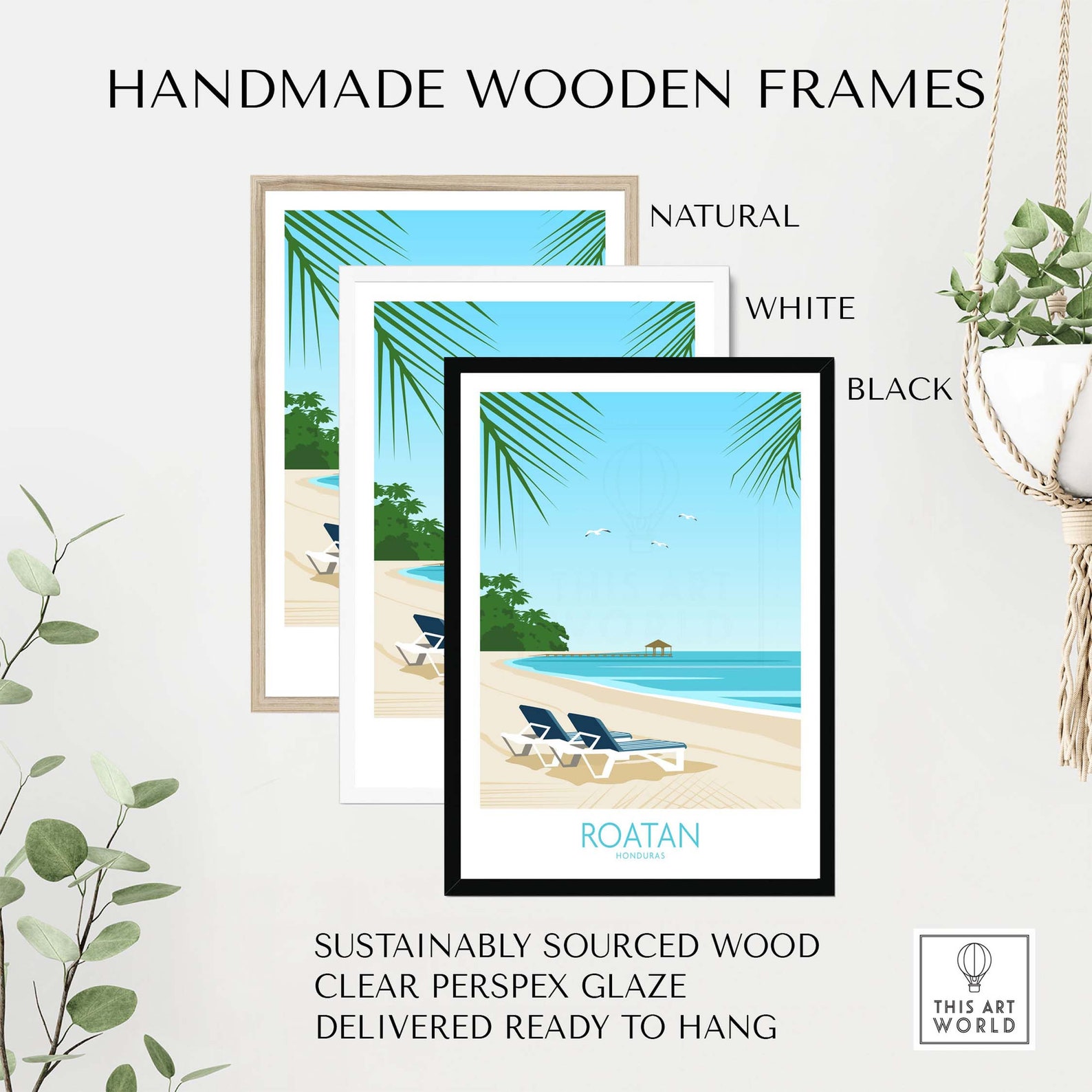 Roatan Honduras Poster Caribbean Island Wall Art Tropical - Etsy