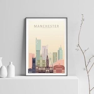 Manchester Skyline Poster Print Manchester Wall Art | Etsy
