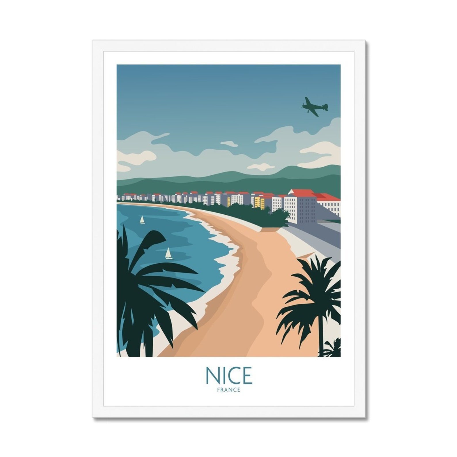 Nice France Travel Poster Print Nice France Wall Art | Etsy