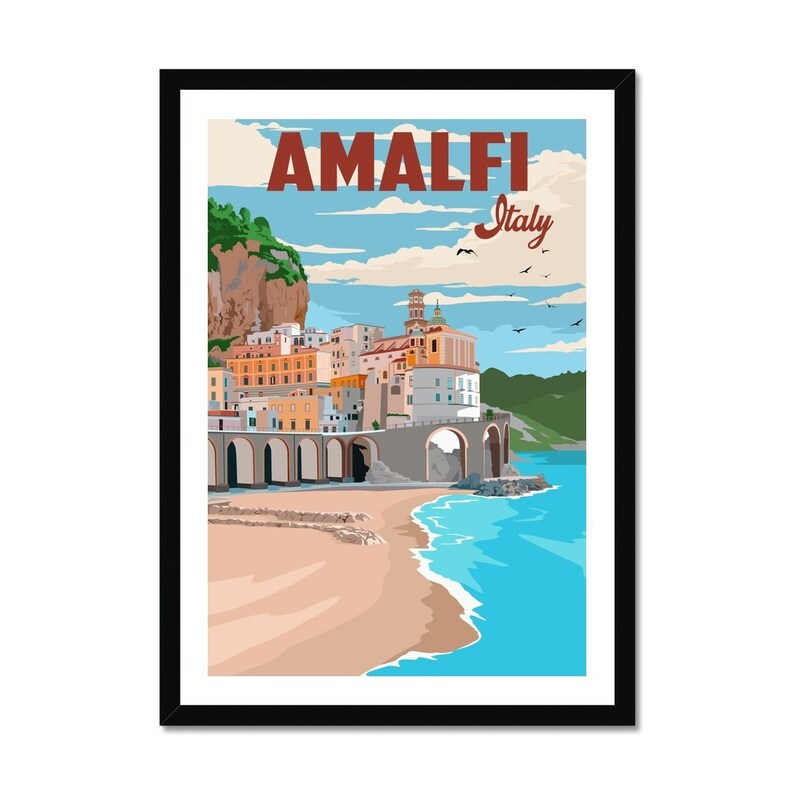 Amalfi Coast Print Italy Italian Riviera Travel Poster - Etsy
