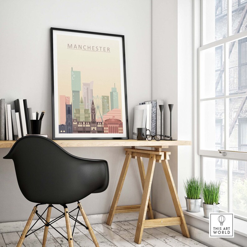 Manchester Skyline Poster Print | Manchester Wall Art | Manchester Home ...
