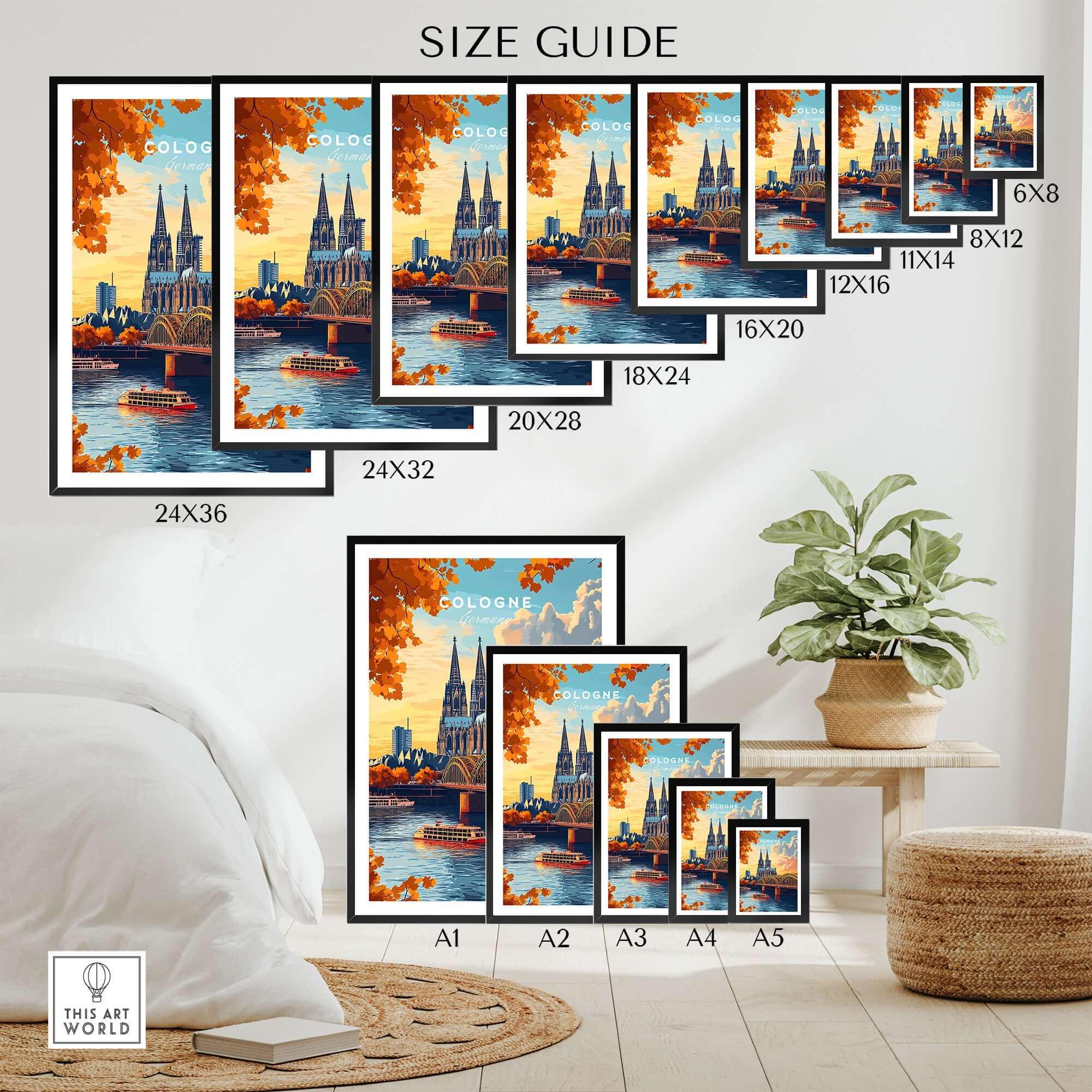 Cologne Wall Art Poster Cologne Travel Print Wall Art Cologne Wall ...