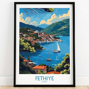 Fethiye Poster Print - Travel Wall Art Gift Turkey Sailing Gift ...