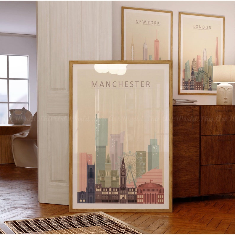 Manchester Skyline Poster Print | Manchester Wall Art | Manchester Home ...
