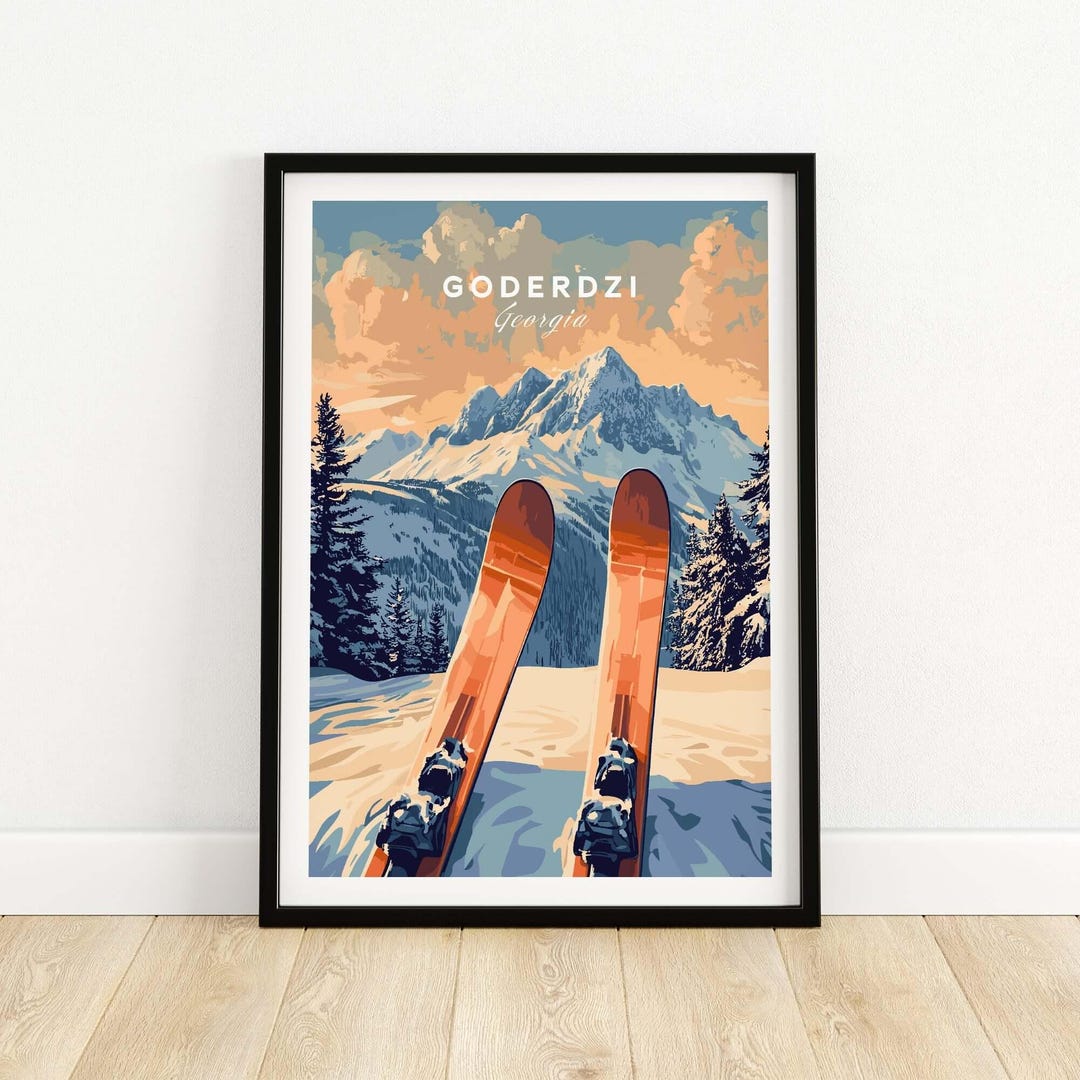 Goderdzi Ski Print Georgia Mountain Art Ski Lodge Wall Decor Winter ...