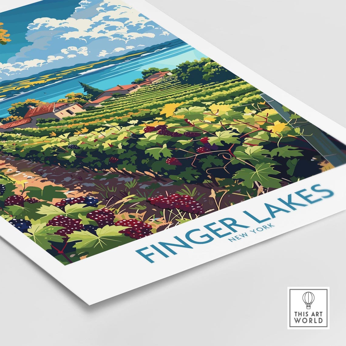 Finger Lakes Poster - Wine Region Travel Print Wall Art New York Wall ...