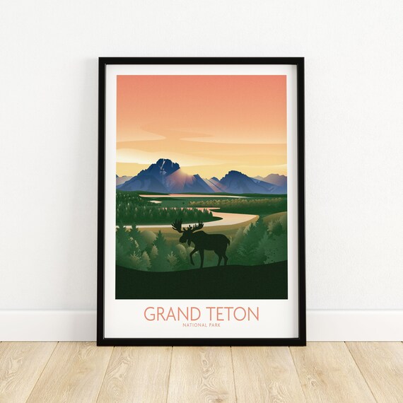 Grand Teton National Park Art Print National Park Poster | Etsy