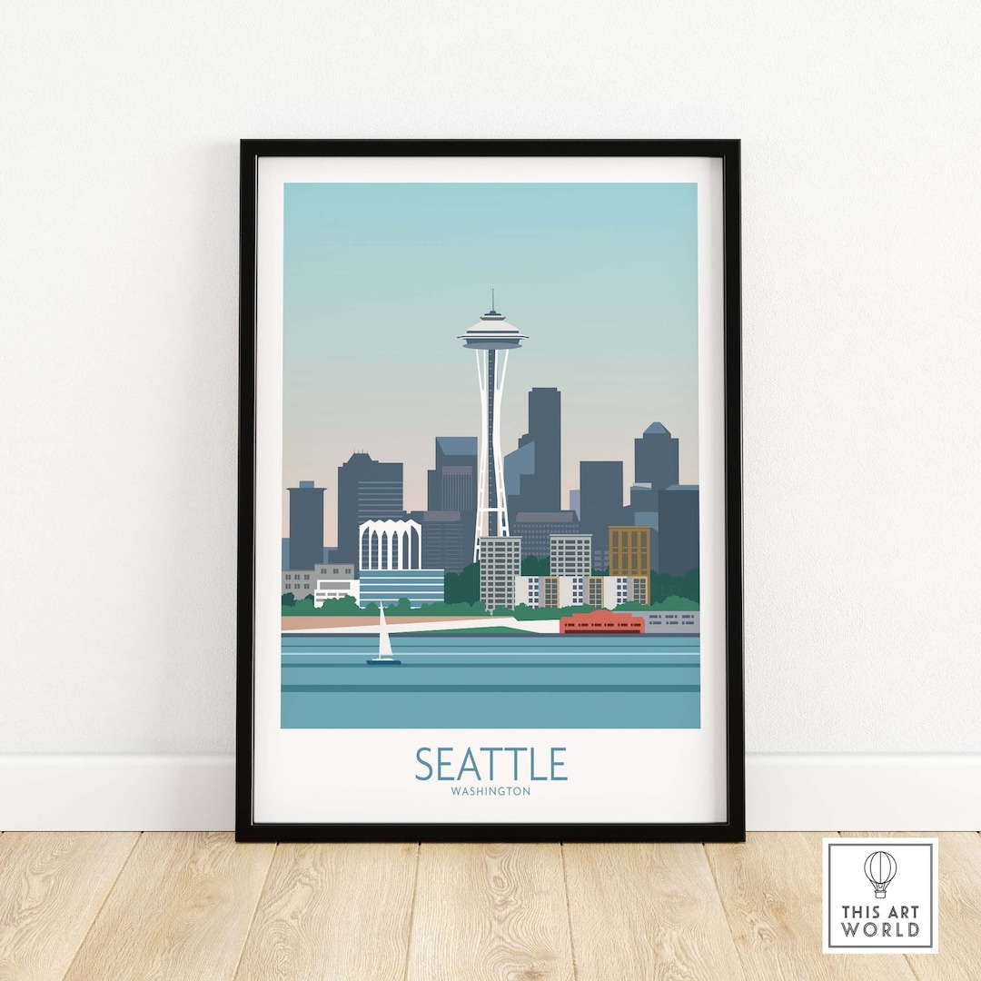 Seattle Poster Print | Washington Wall Art Print | Travel Poster ...