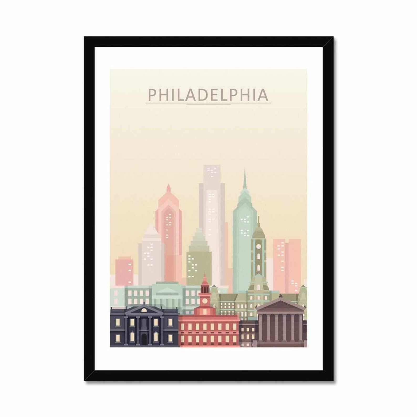 Philadelphia Skyline Poster Philadelphia Print Wall Art - Etsy