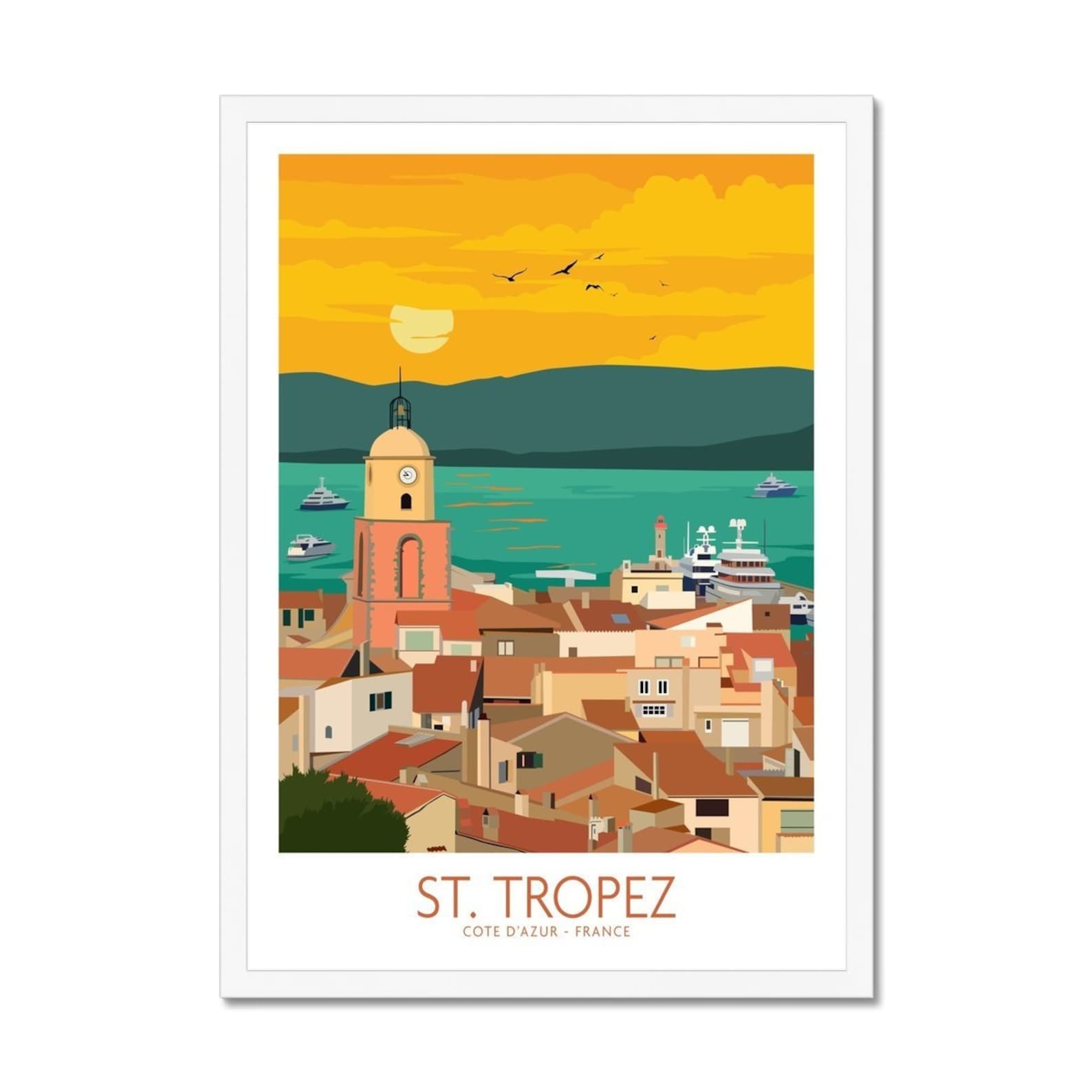 St Tropez Poster Print France Wall Art Côte d'Azur | Etsy