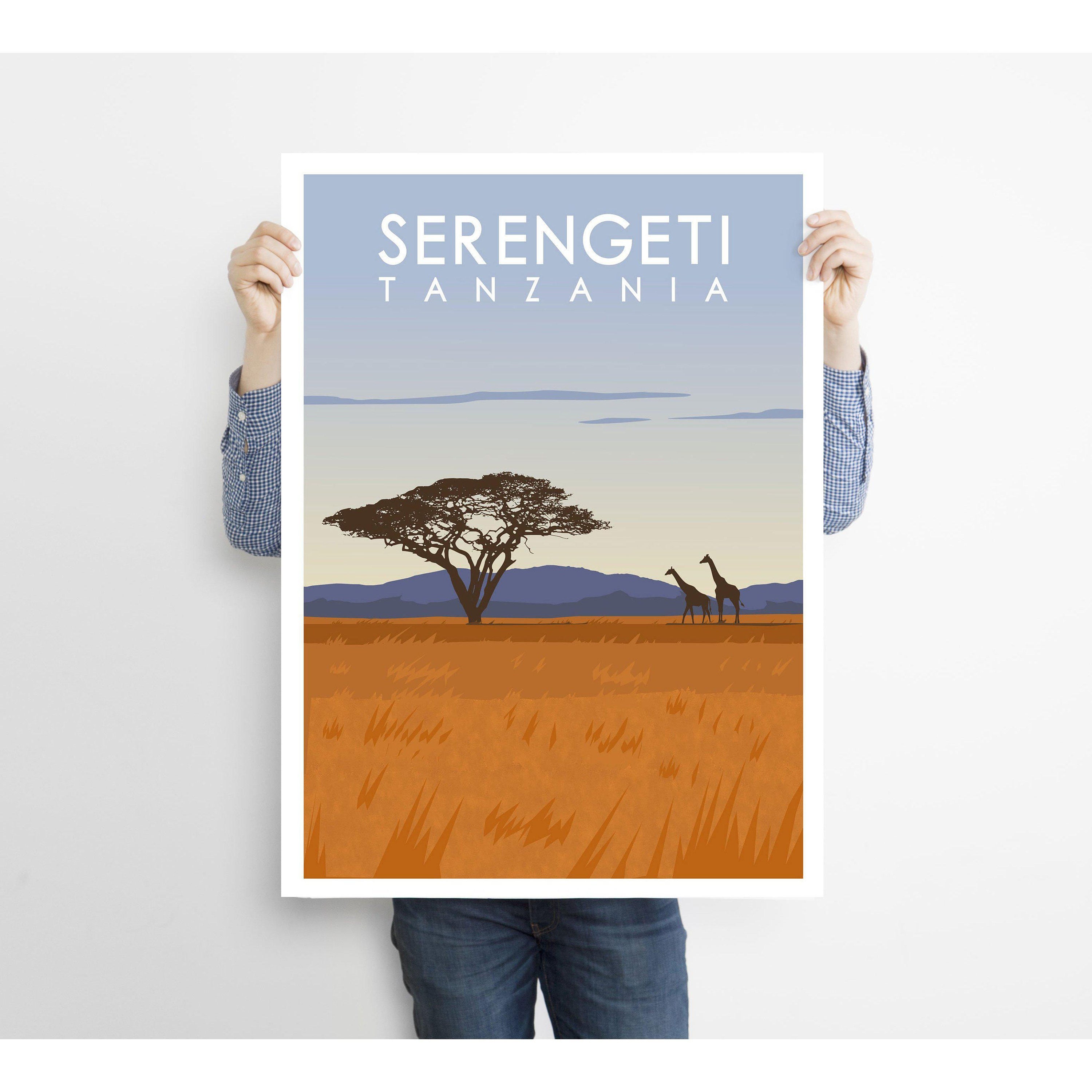 Serengeti Print Tanzania Travel Poster African Safari Wall | Etsy