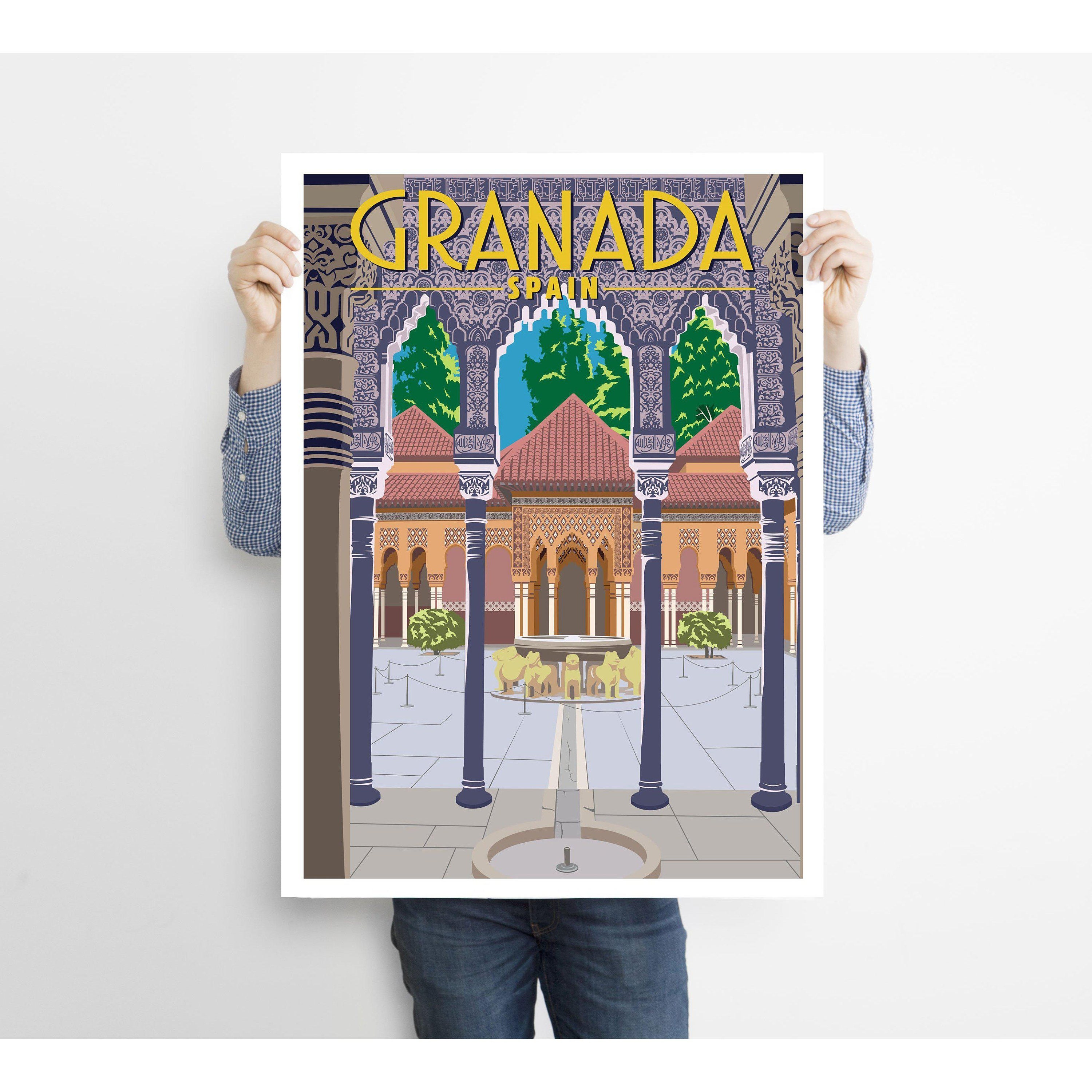 Granada Poster Spain Print Wall Art Vintage Art Print | Etsy