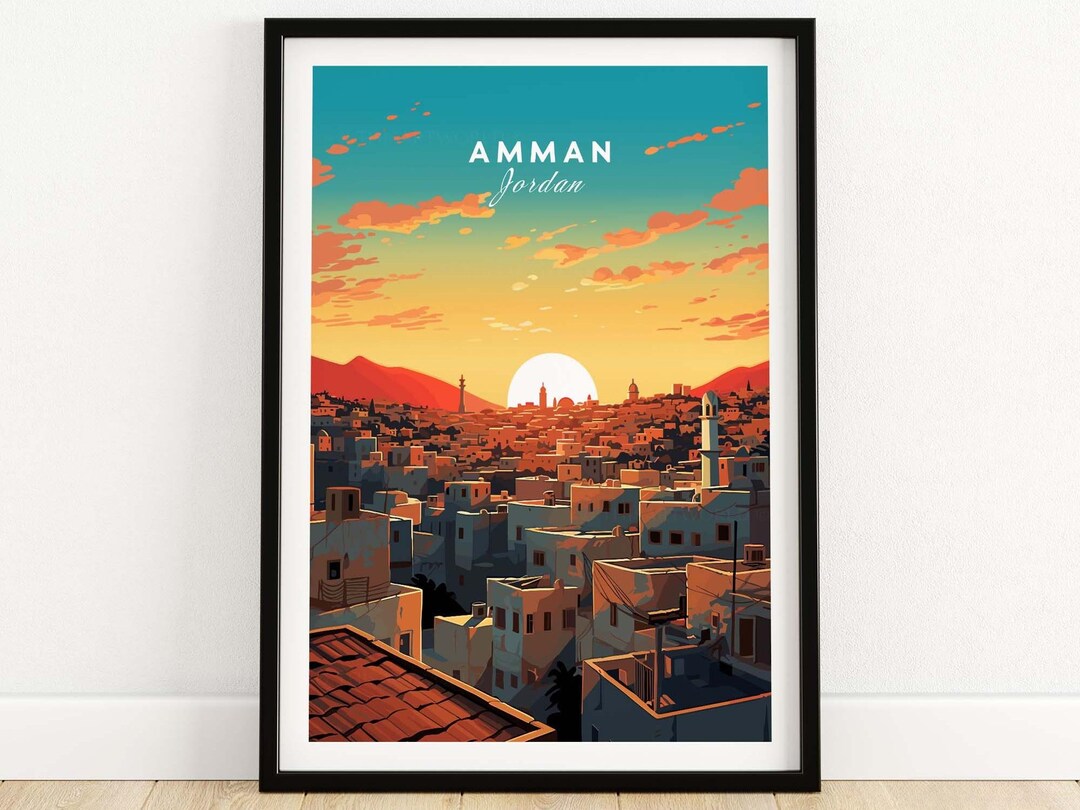Amman Poster Jordan Art Print Travel Poster | Home Gift Birthday ...