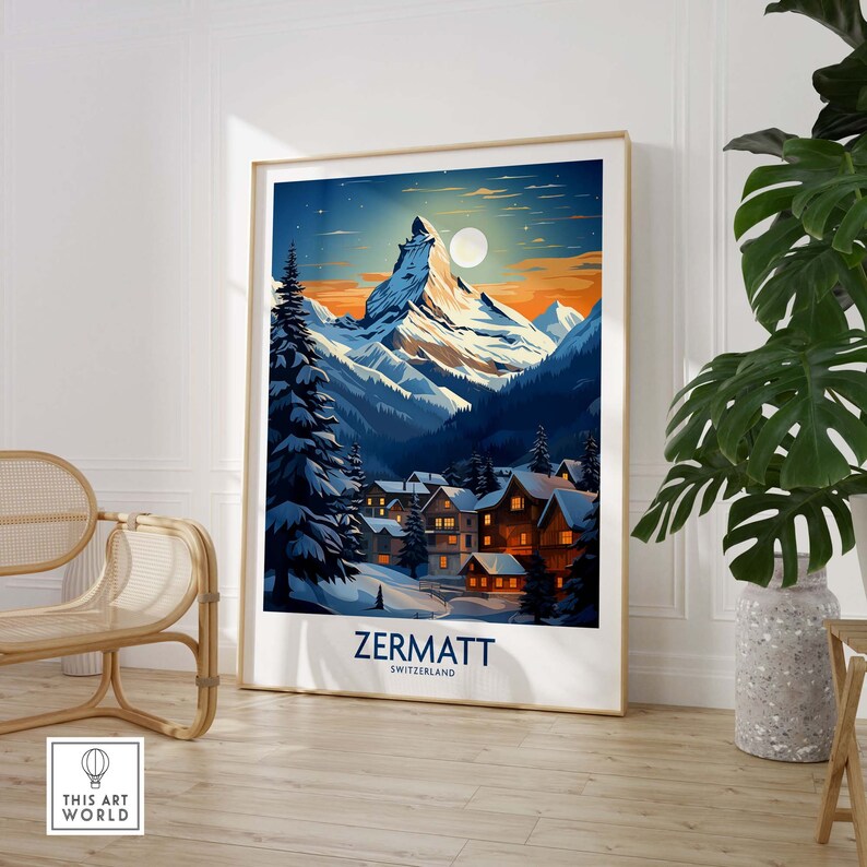 Zermatt Switzerland Poster Travel Print | Home Décor Poster Gift ...