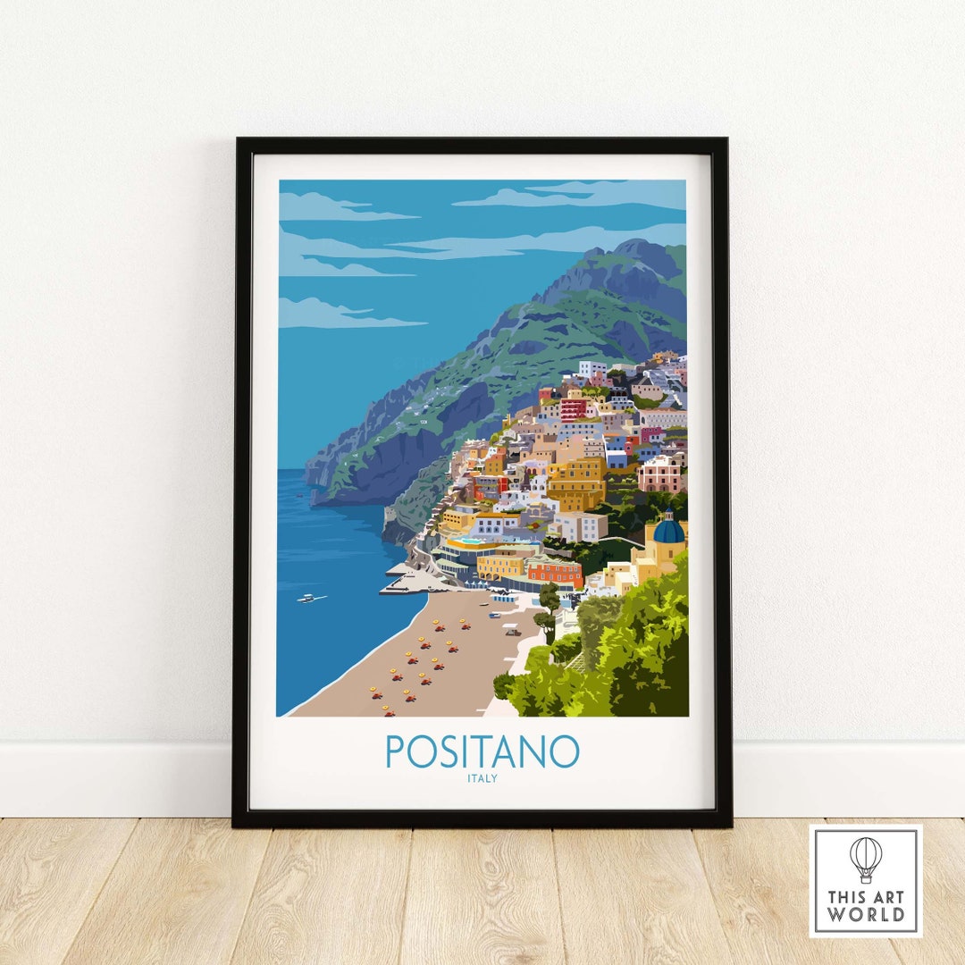 Positano Print Italy Travel Poster Positano Wall Art Amalfi Coast Print ...