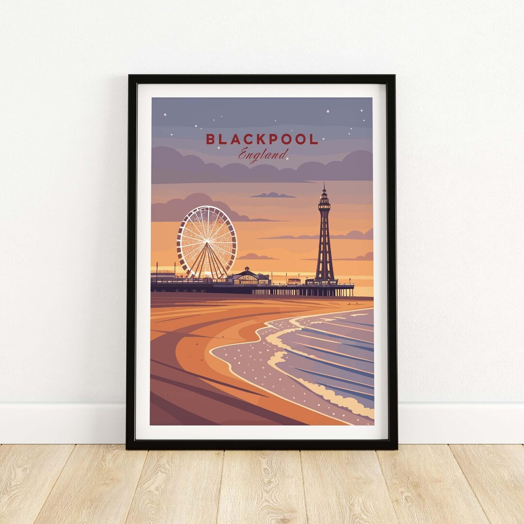 UK Seaside Wall Decor - Blackpool Beach and Pier Print - Etsy UK