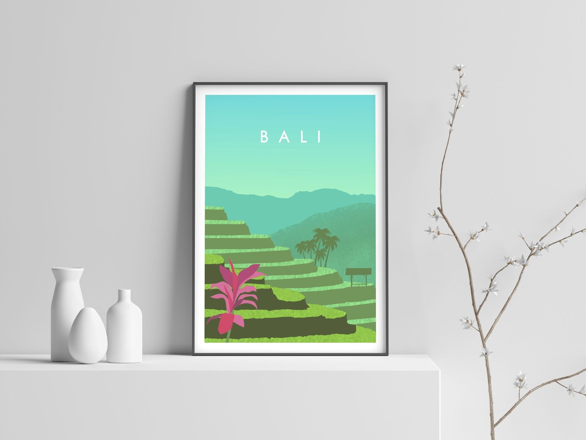 Bali Poster Balinese Travel Poster Tropical Print of Bali | Etsy
