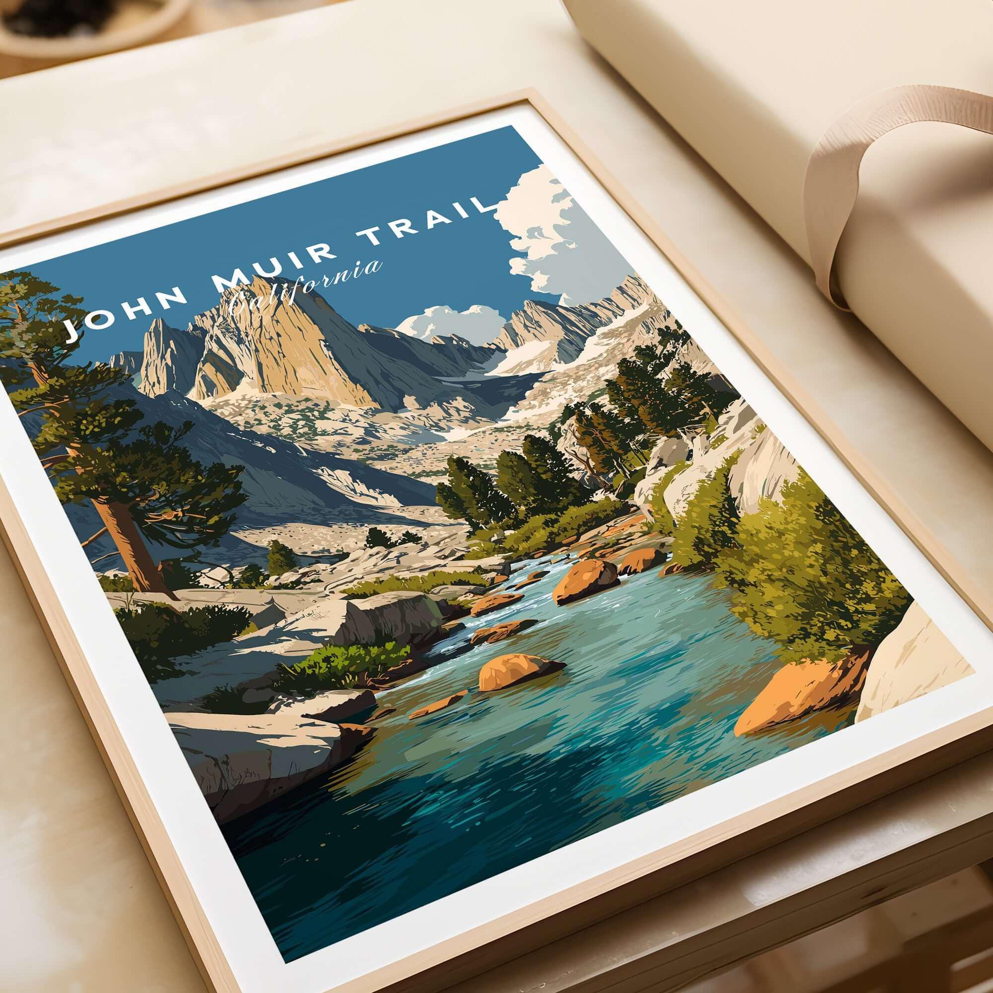John Muir Trail Wall Art California Hiking Print Nature Landscape Decor ...