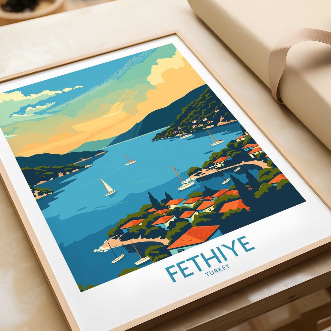 Fethiye Turkey Poster - Travel Art Print Turkey Wall Art Gift - Etsy