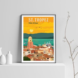 St Tropez Poster Print Saint Tropez Wall Art Côte | Etsy