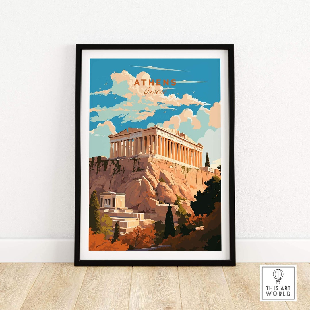 Athens Greece Travel Poster Print Birthday Present Wedding Anniversary ...