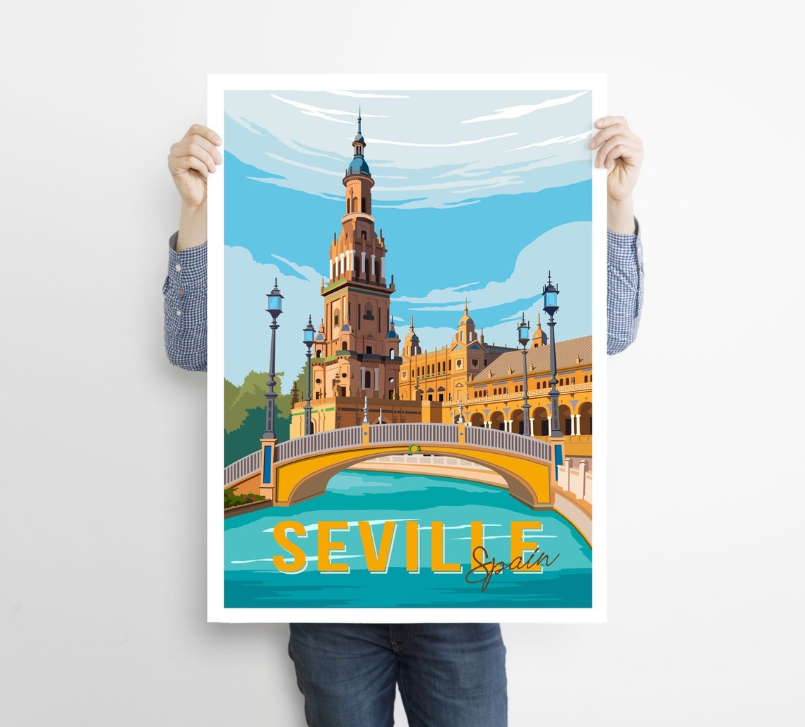 Seville Print Seville Spain Vintage Travel Poster Wall Art | Etsy