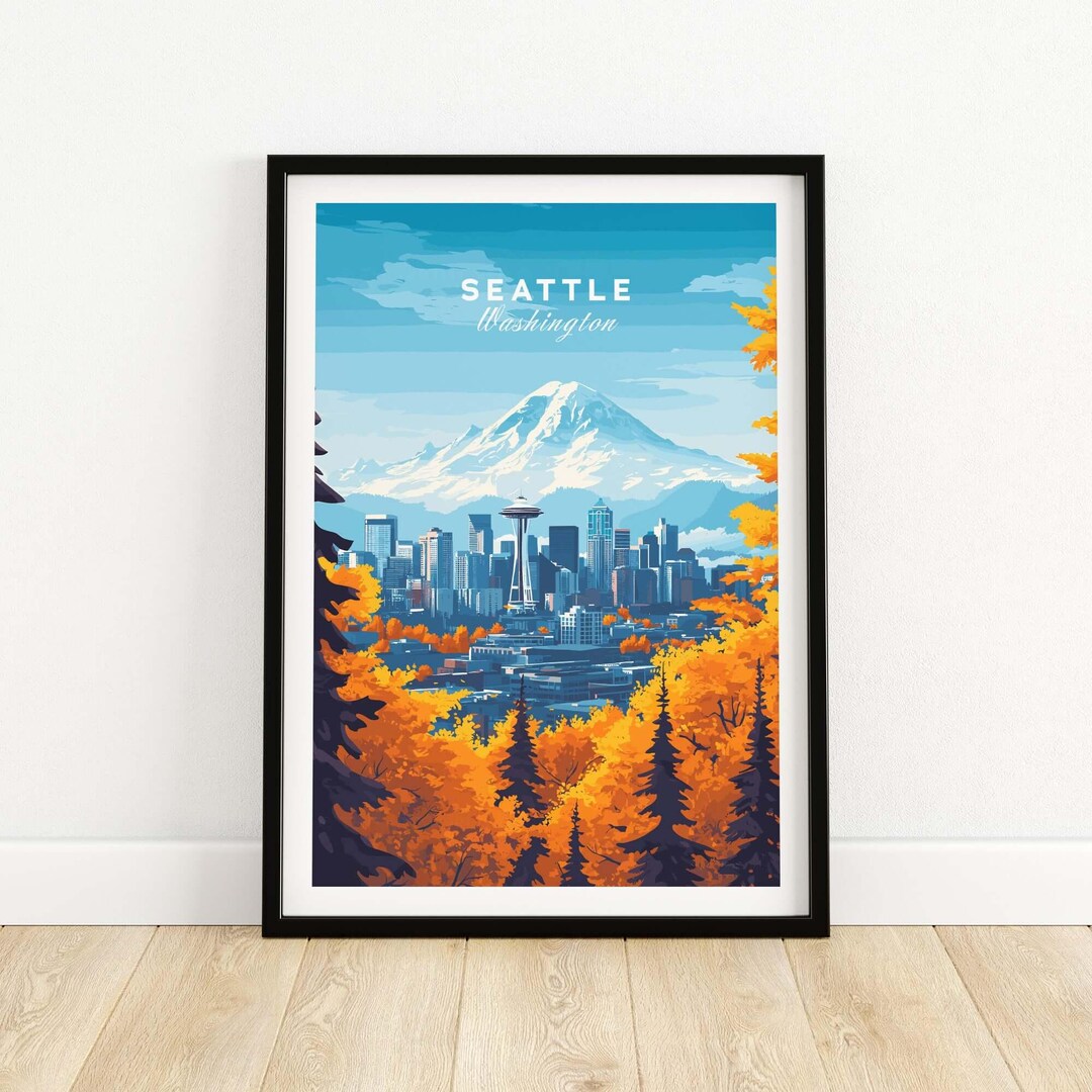 Seattle Poster Travel Print Wall Art Seattle Home Décor Seattle Gift ...