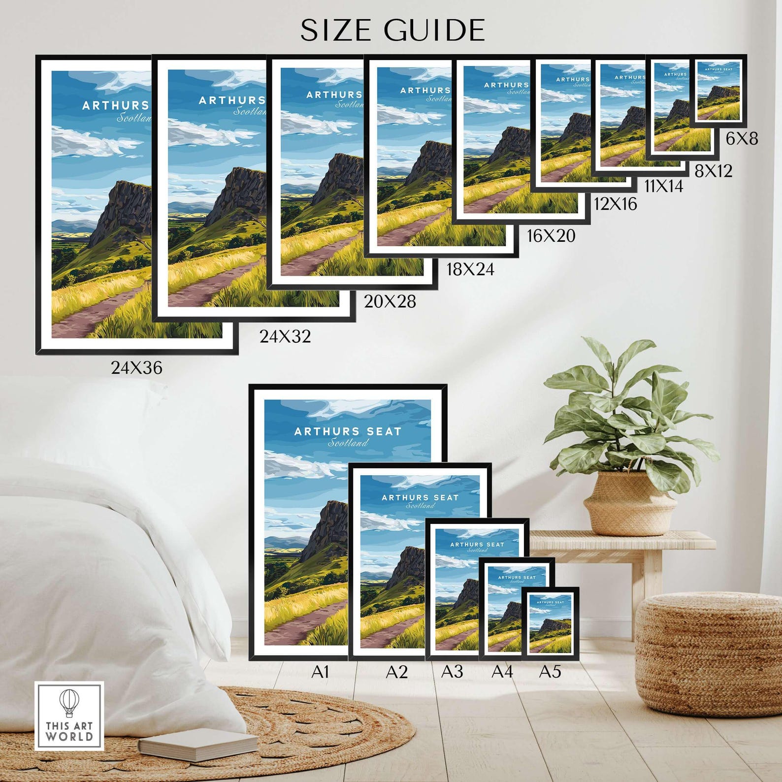Arthur's Seat Poster Travel Print Edinburgh Scotland Wall Art Arthur's ...